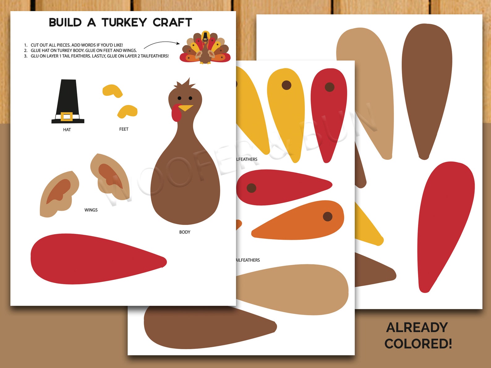 KIDS Build a Turkey Craft for Thanksgiving - Autumn Craft - Turkey ...