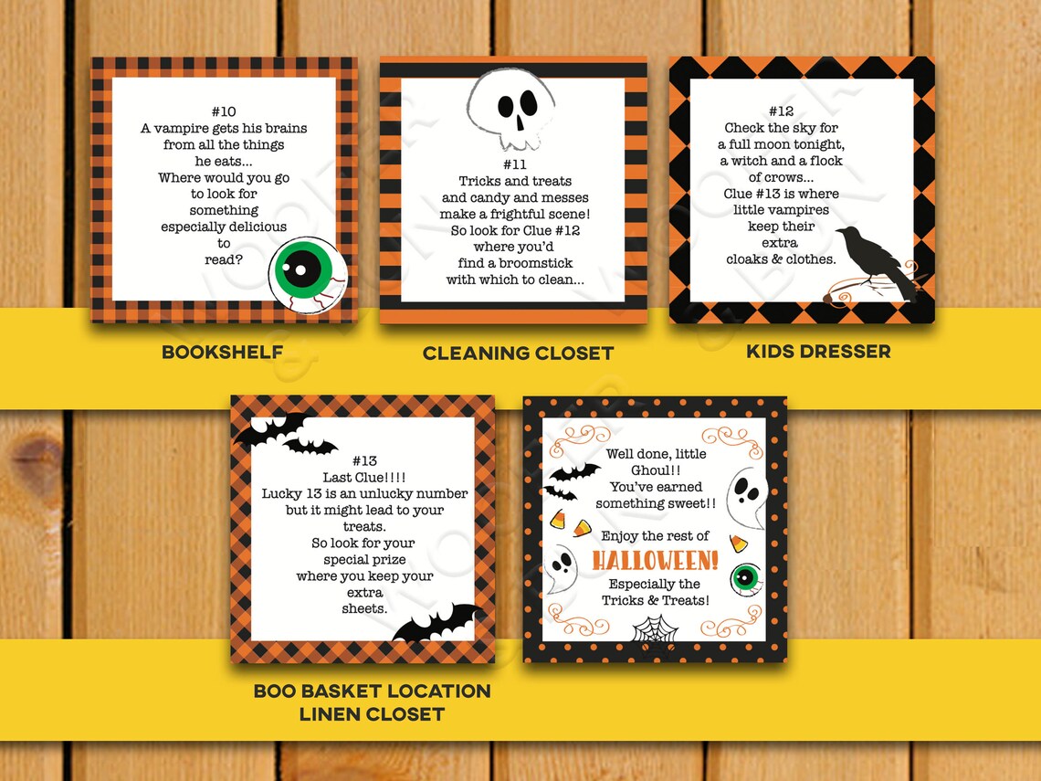 Halloween Scavenger Hunt for Kids- 8.5x11 - INSTANT Download - 15 Clue ...