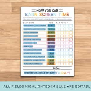 Screen Time Checklist - Kids & Teens - How to Earn Screen Time BUNDLE ...