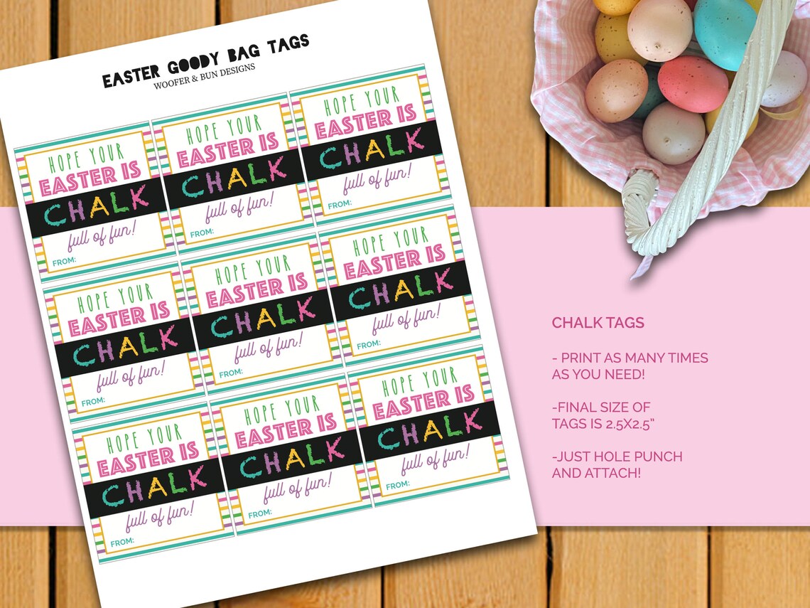 Chalk Goody Bag Easter Tag - Class Gift Tags for Sidewalk Chalk ...