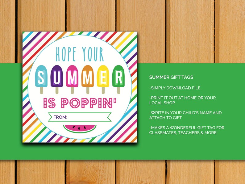 Happy Summer Tags - Goody Bag Gift Tags for Class - 3x3" Square - End ...