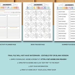Kid's Summer Planner Schedule BUNDLE! - 11 - 8.5x11 Pages - PRINTABLE ...