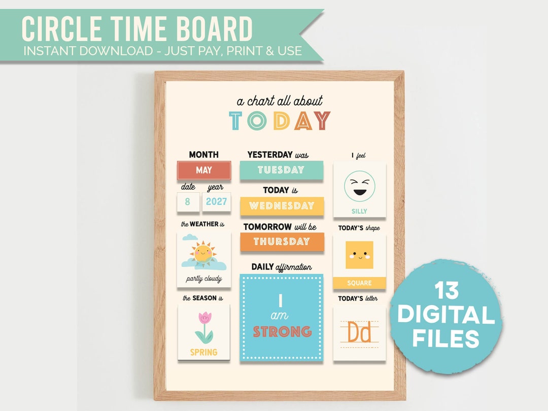 Circle Time Morning Board Printable - Homeschool Calendar - Instant ...