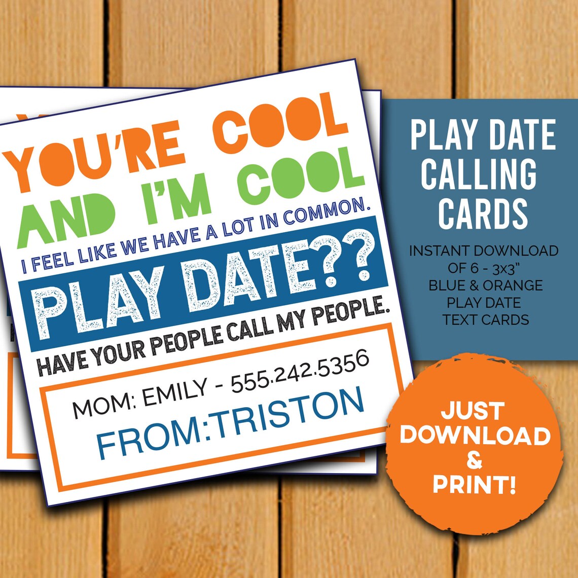 Kids Playdate Calling Card, Keep in Touch Card, Boy Mom Text Card, Kids ...