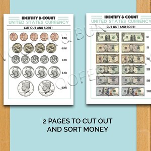Kids US Currency Learning Pages - Count and Identify US Money - Paper ...