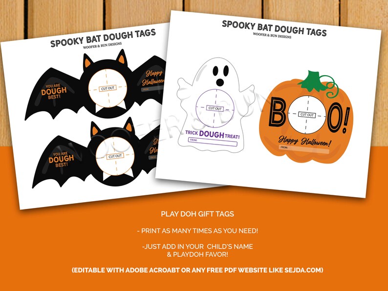 Halloween Playdough Gift Tag, Halloween Gift Tag, Non Candy Halloween ...