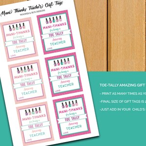 Mani/pedi or Spa Teacher Appreciation Gift Tags | Toe-tally Amazing ...