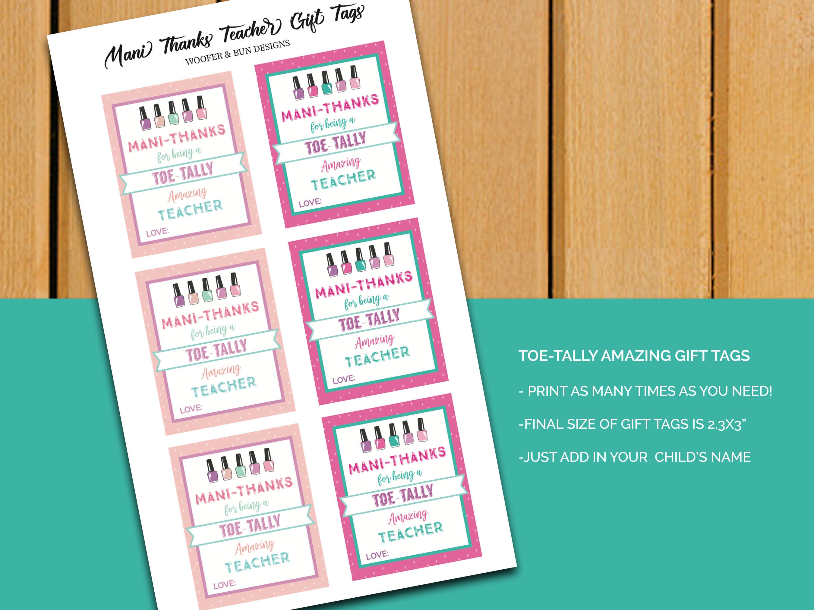 Mani/pedi or Spa Teacher Appreciation Gift Tags | Toe-tally Amazing ...