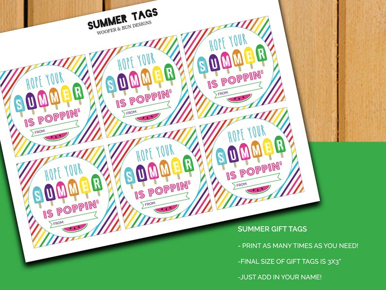 Happy Summer Tags - Goody Bag Gift Tags for Class - 3x3" Square - End ...