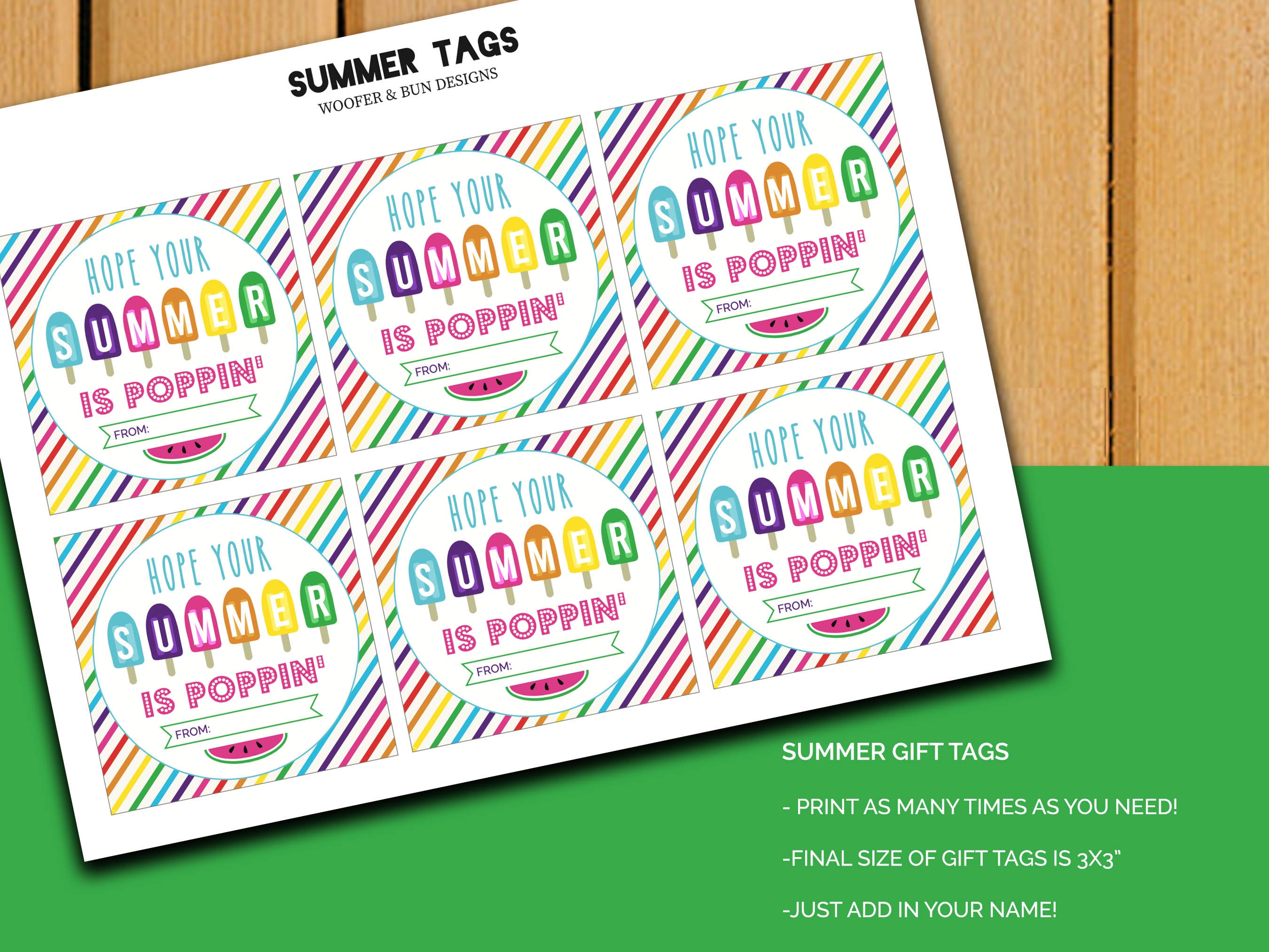 Happy Summer Tags - Goody Bag Gift Tags for Class - 3x3" Square - End ...