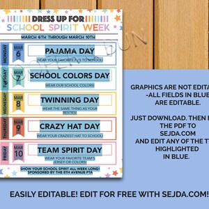 School Spirit Planner & Template 8.5x11 Elementary Teacher PTA PTO ...
