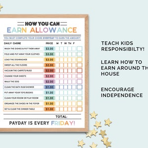 Kids Chore Chart - Allowance Chart - INSTANT Download - 8.5x11 Tracking ...