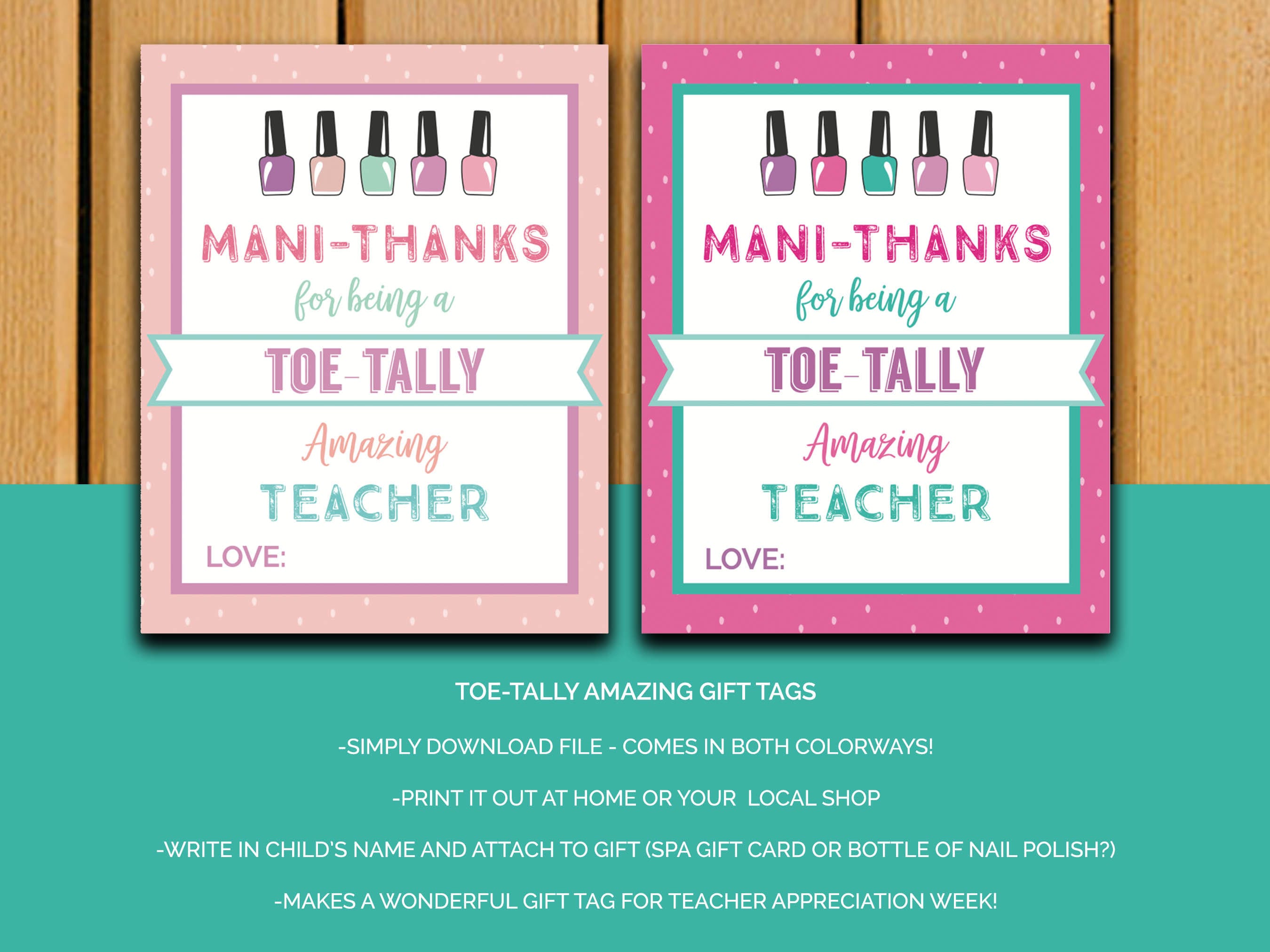 Mani/pedi or Spa Teacher Appreciation Gift Tags | Toe-tally Amazing ...