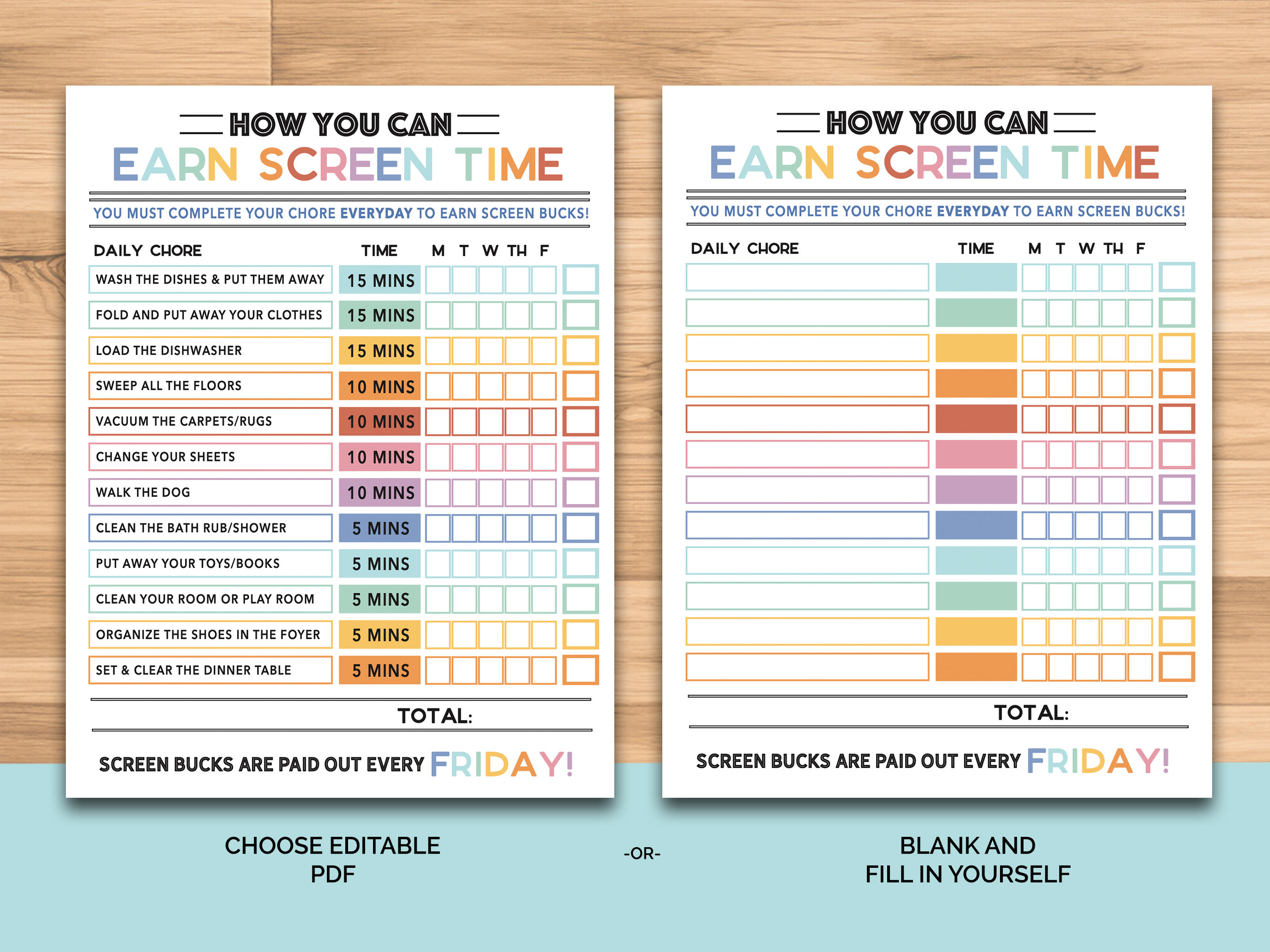 Screen Time Checklist - Kids & Teens - How to Earn Screen Time BUNDLE ...