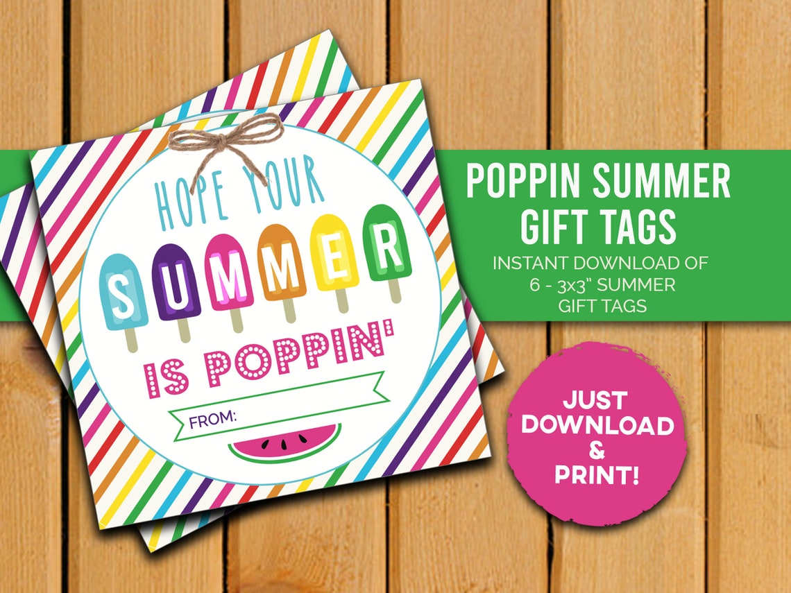 Happy Summer Tags - Goody Bag Gift Tags for Class - 3x3" Square - End ...