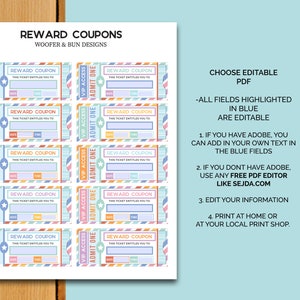 Kids Reward Coupons, Reward Bucks, Chore Coupons, Mom Bucks, Printable ...