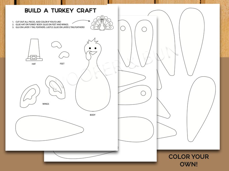 KIDS Build a Turkey Craft for Thanksgiving - Autumn Craft - Turkey ...