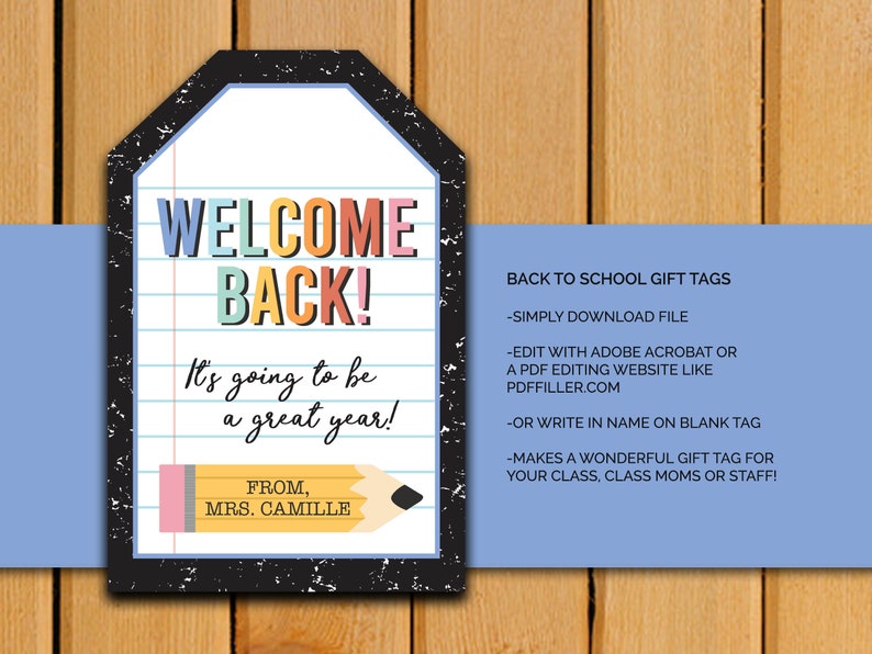 Welcome Back to School Gift Tags - INSTANT Download - 2x3" Favor Tags ...
