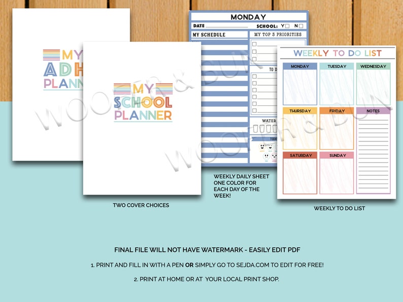 Kids Adhd/school Planner and Organizer - 25 Pages! - 8.5x11 ...
