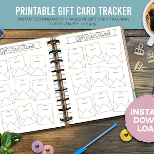 Gift Card Tracker Printable - Happy Planner Classic 7x9.25" Printable ...