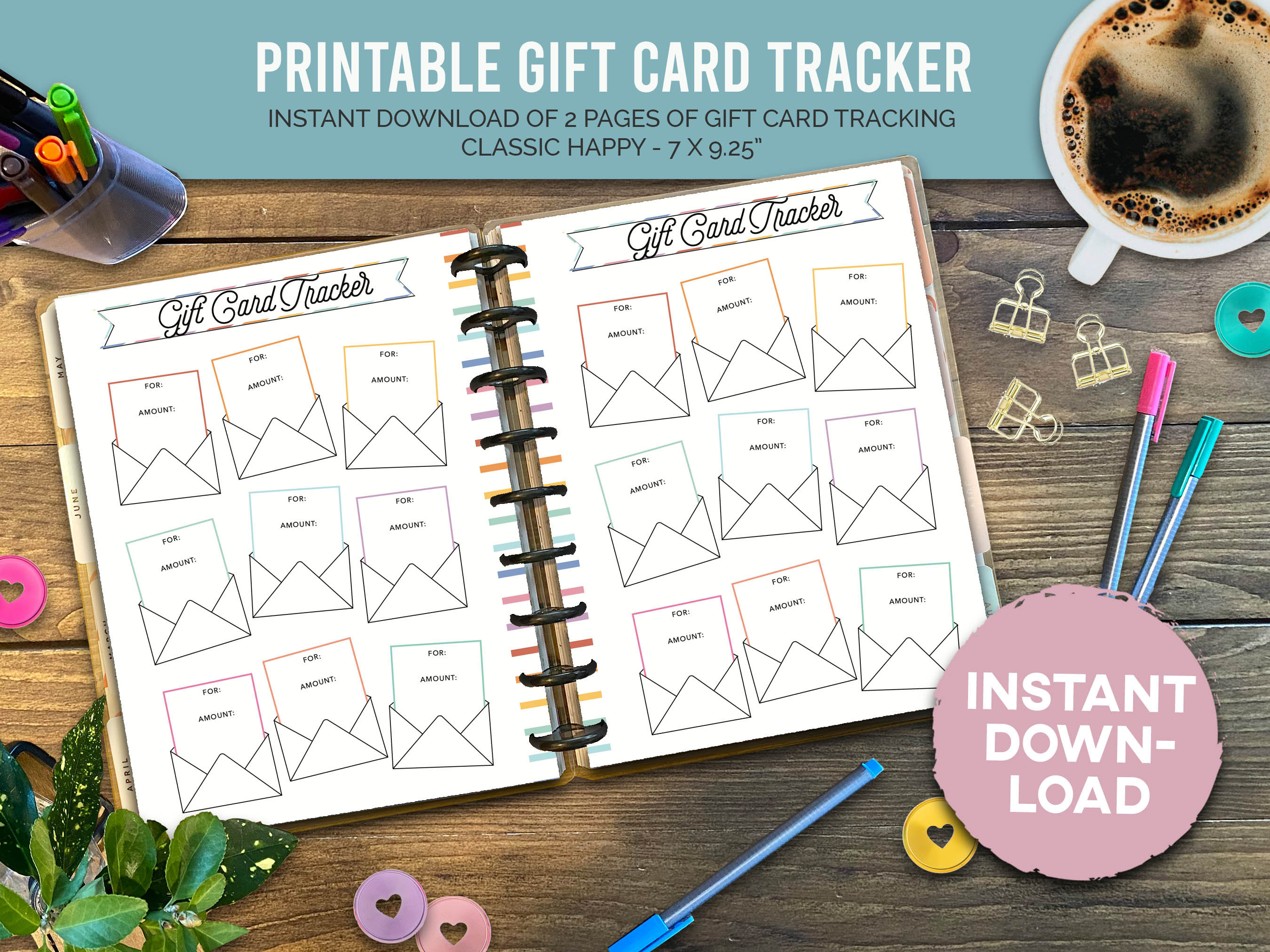 Gift Card Tracker Printable Happy Planner Classic 7x9.25 Printable GC ...