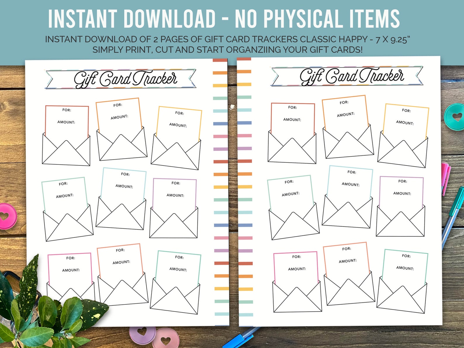 Gift Card Tracker Printable Happy Planner Classic 7x9.25 Printable GC ...