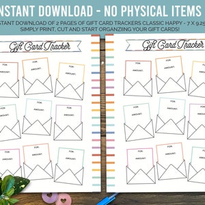 Gift Card Tracker Printable - Happy Planner Classic 7x9.25" Printable ...