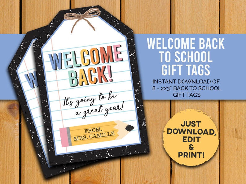Welcome Back to School Gift Tags INSTANT Download - Etsy Canada