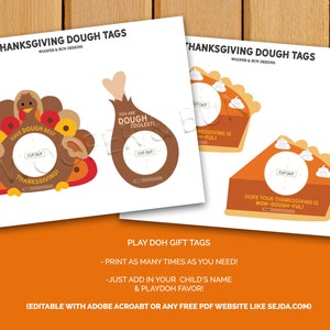 Thanksgiving Playdough Gift Tag, Thankful Gift Tag, Non Candy Treat ...