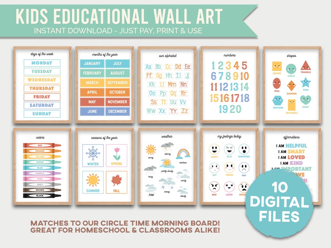 Kids Educational Posters - 10 8x10 AND 11x14 - Morning Time, Daycare ...