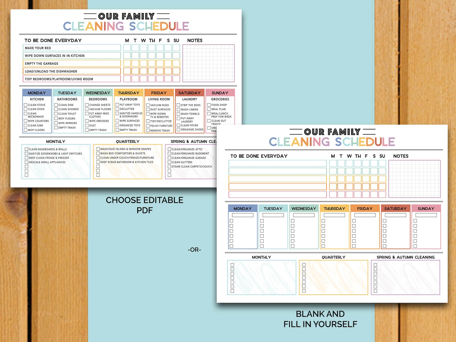 Family Cleaning Schedule Chore Schedule Deep Clean - Etsy