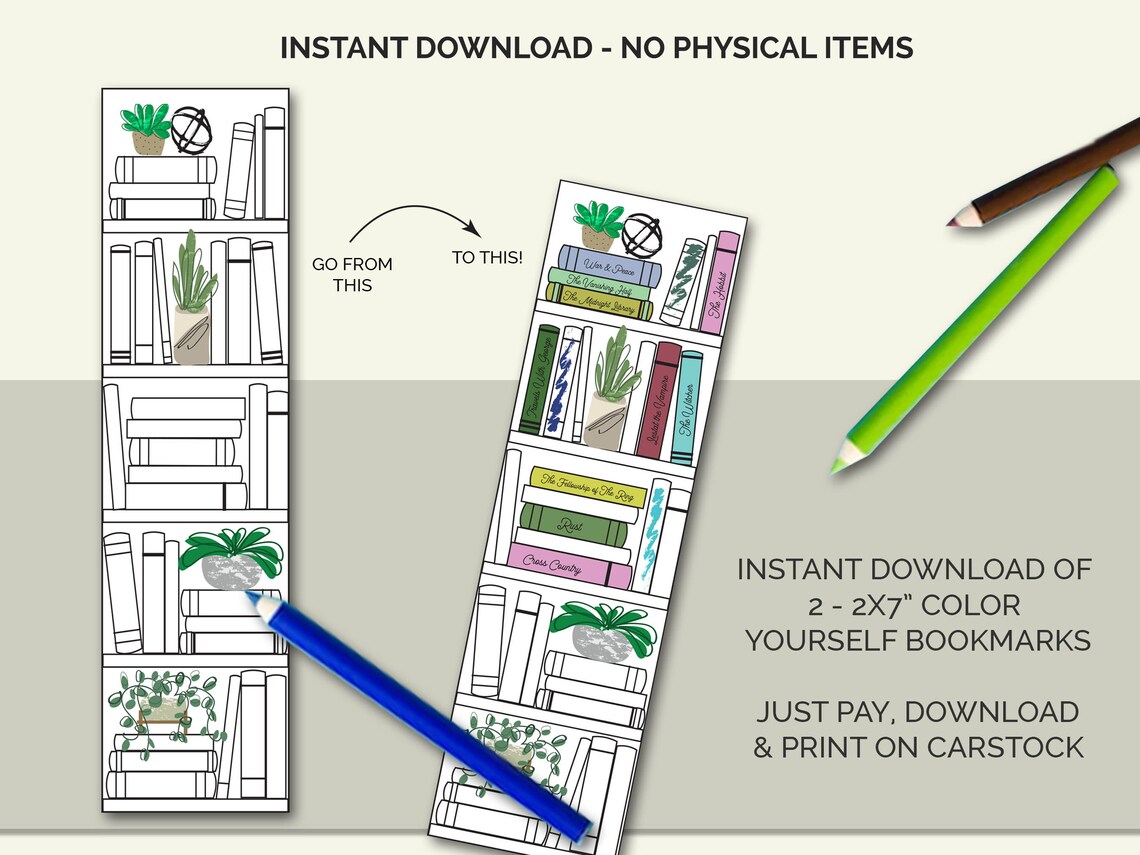 Printable Book Tracker Bookmark - Instant Download - 2x7" Color ...