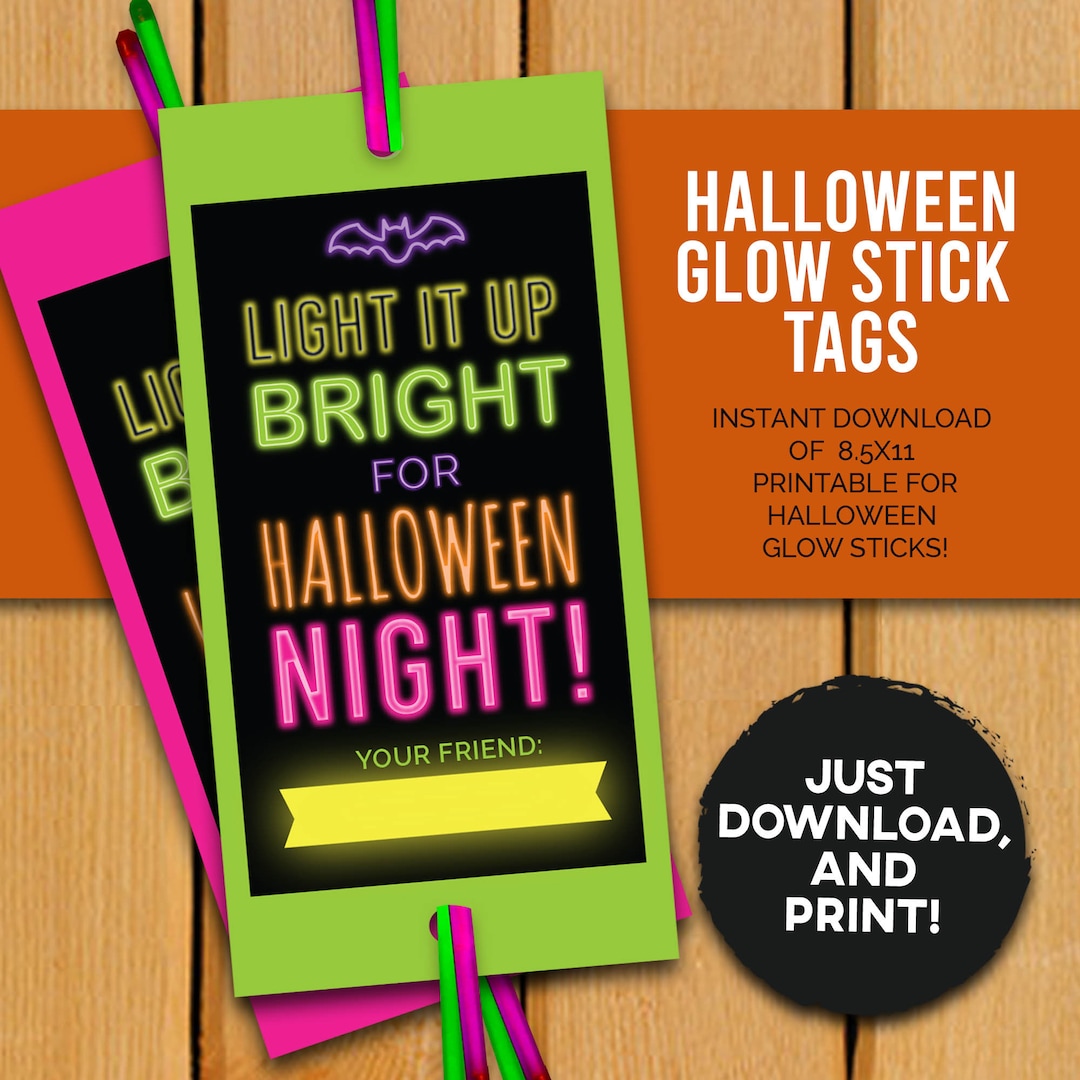 Glow Stick Good Bag Tags - Glowstick Bracelet Favor Tags - INSTANT ...