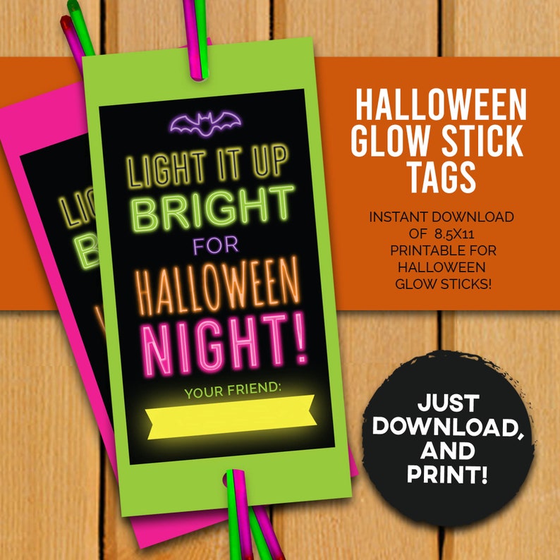 Glow Stick Good Bag Tags - Glowstick Bracelet Favor Tags - INSTANT ...