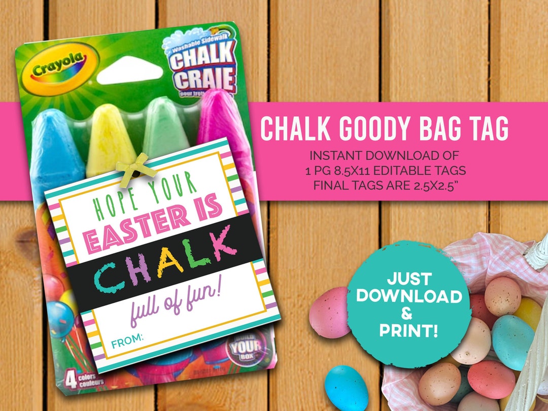 Chalk Goody Bag Easter Tag - Class Gift Tags for Sidewalk Chalk ...