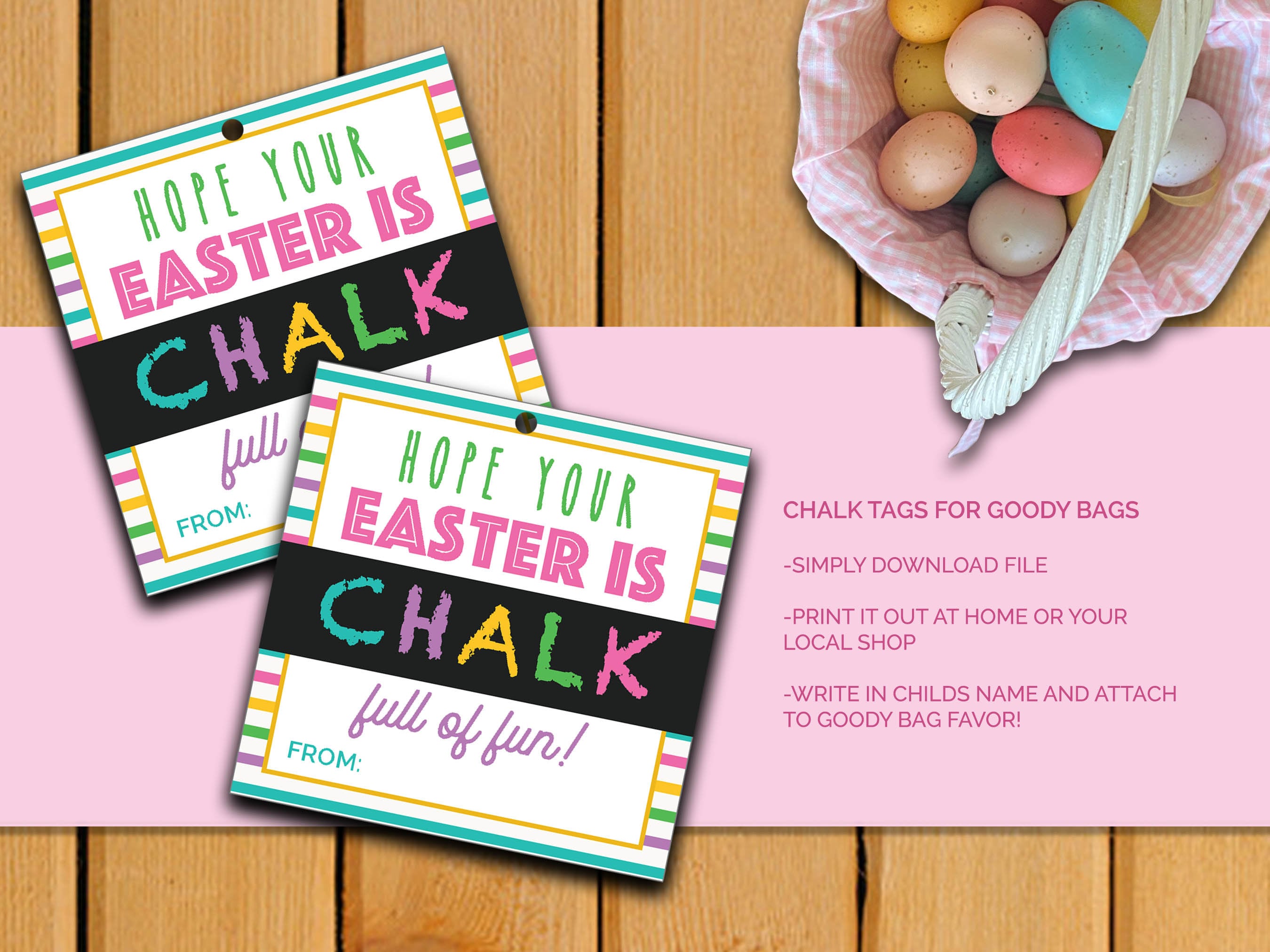 Chalk Goody Bag Easter Tag - Class Gift Tags for Sidewalk Chalk ...