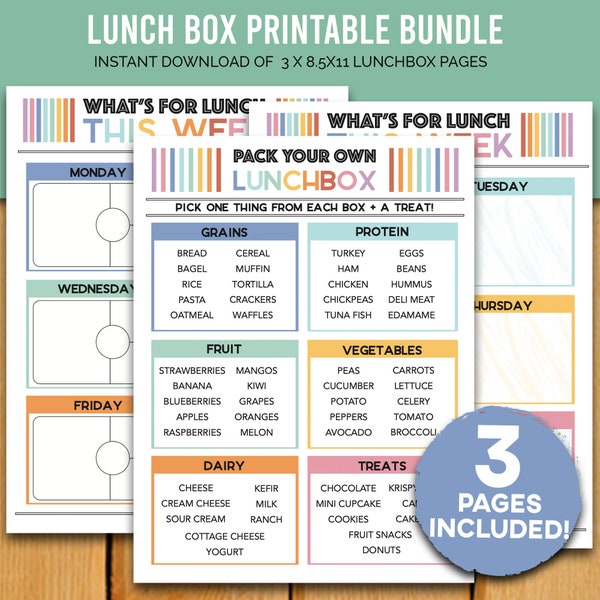 Kids Meal Planner Kids Lunch Ideas Printable School Lunch Meal Planner ...