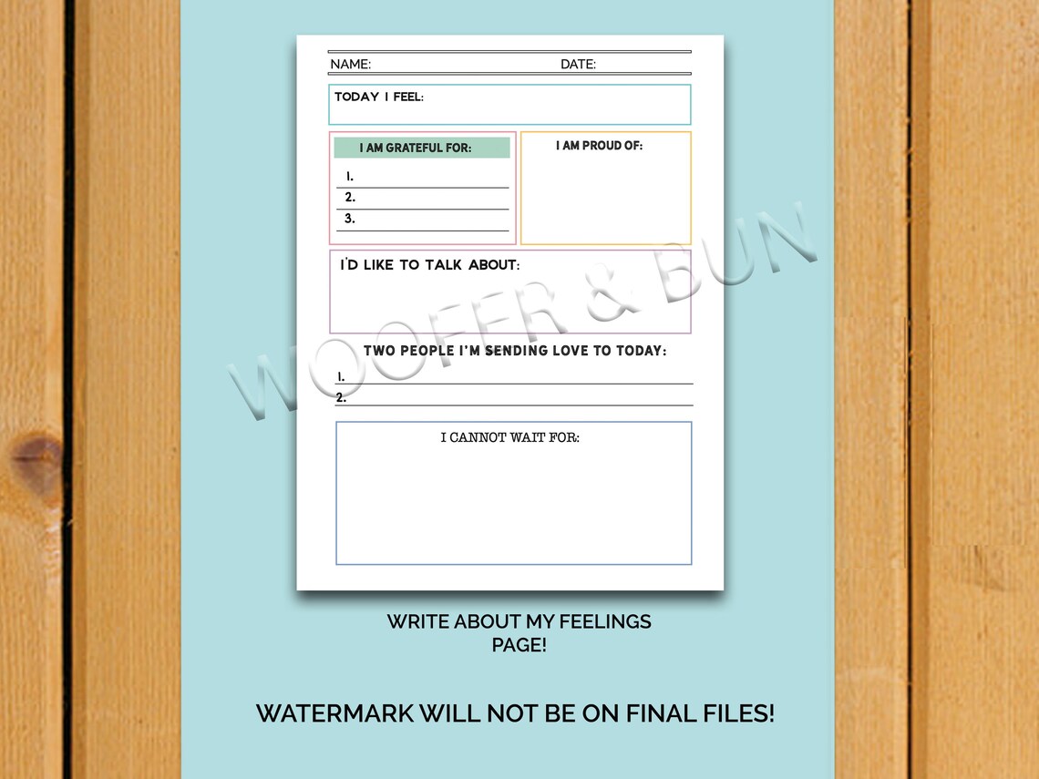 Mood Tracker Printable for Kids, Tweens & Teens Emotions Chart ...