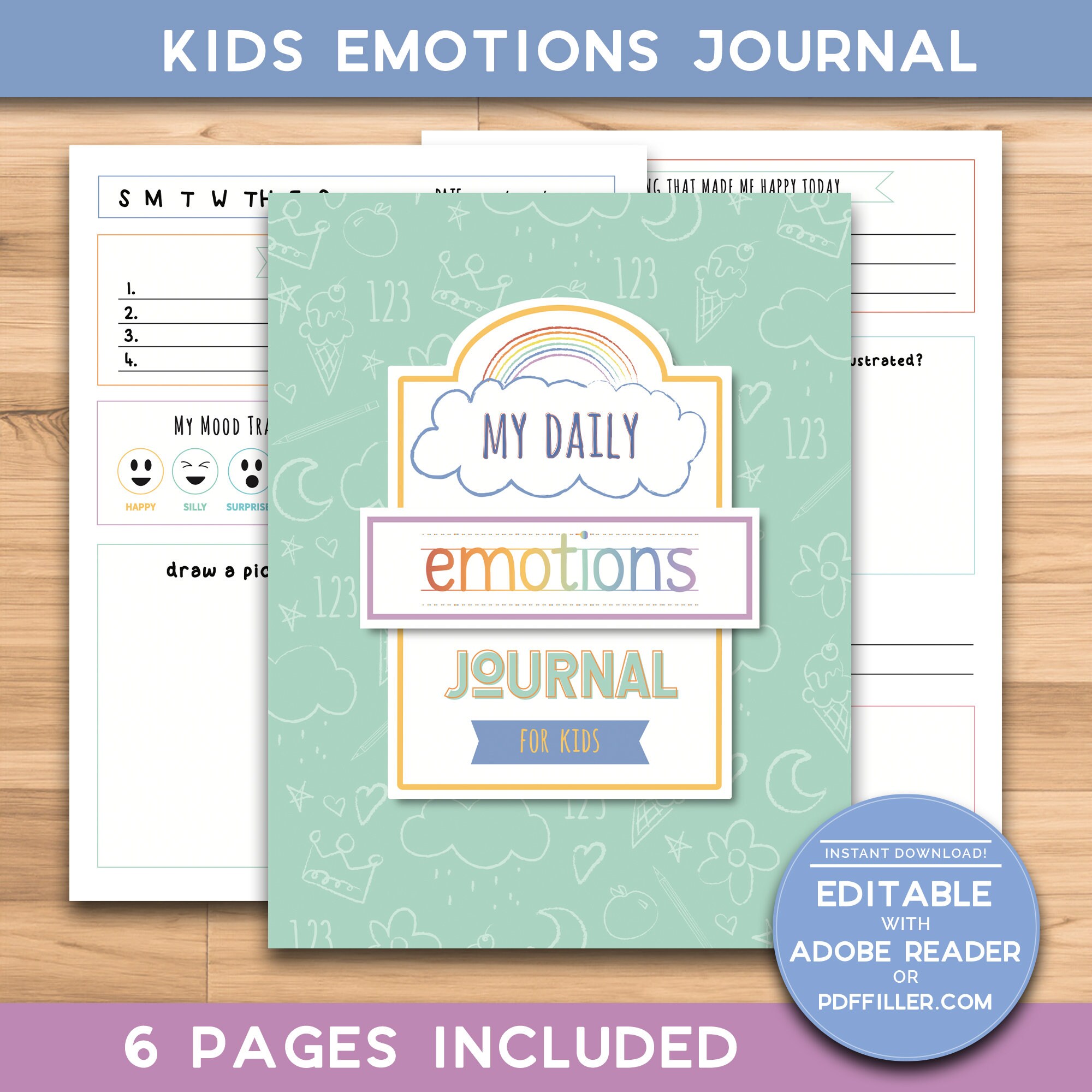 Kids/tweens Emotions and Gratitude Journal - 8.5x11 - INSTANT Download ...