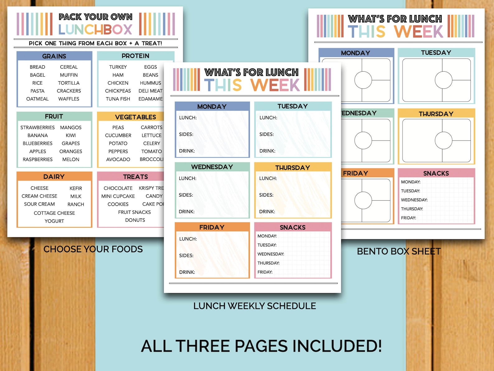 Kids Lunch Box Planner Bundle - 3pages - School Lunch Choices for Kids ...