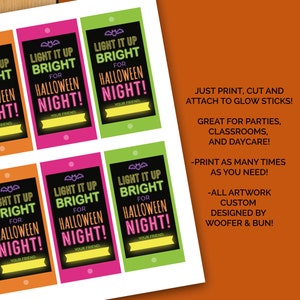 Glow Stick Good Bag Tags - Glowstick Bracelet Favor Tags - INSTANT ...