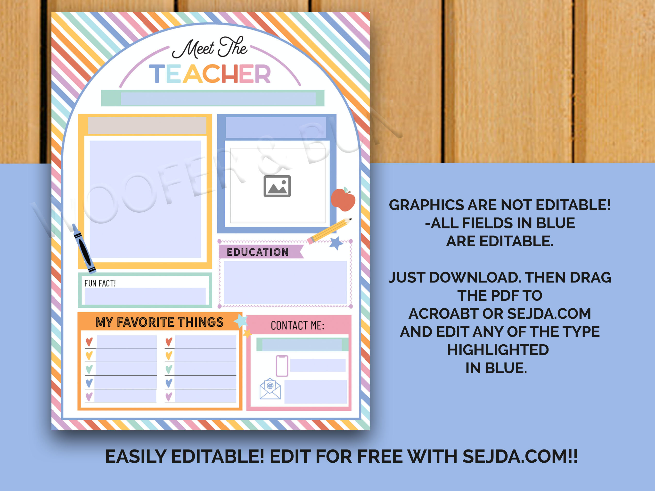 Rainbow Meet the Teacher Flyer, Colorful Editable Template, Back to ...