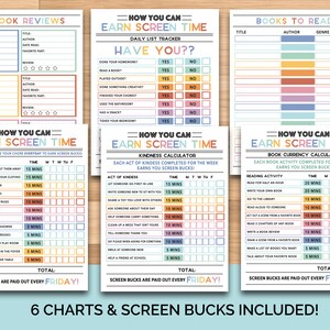 Screen Time Checklist for Kids & Teens - Kids Chore Chart - How to Earn ...