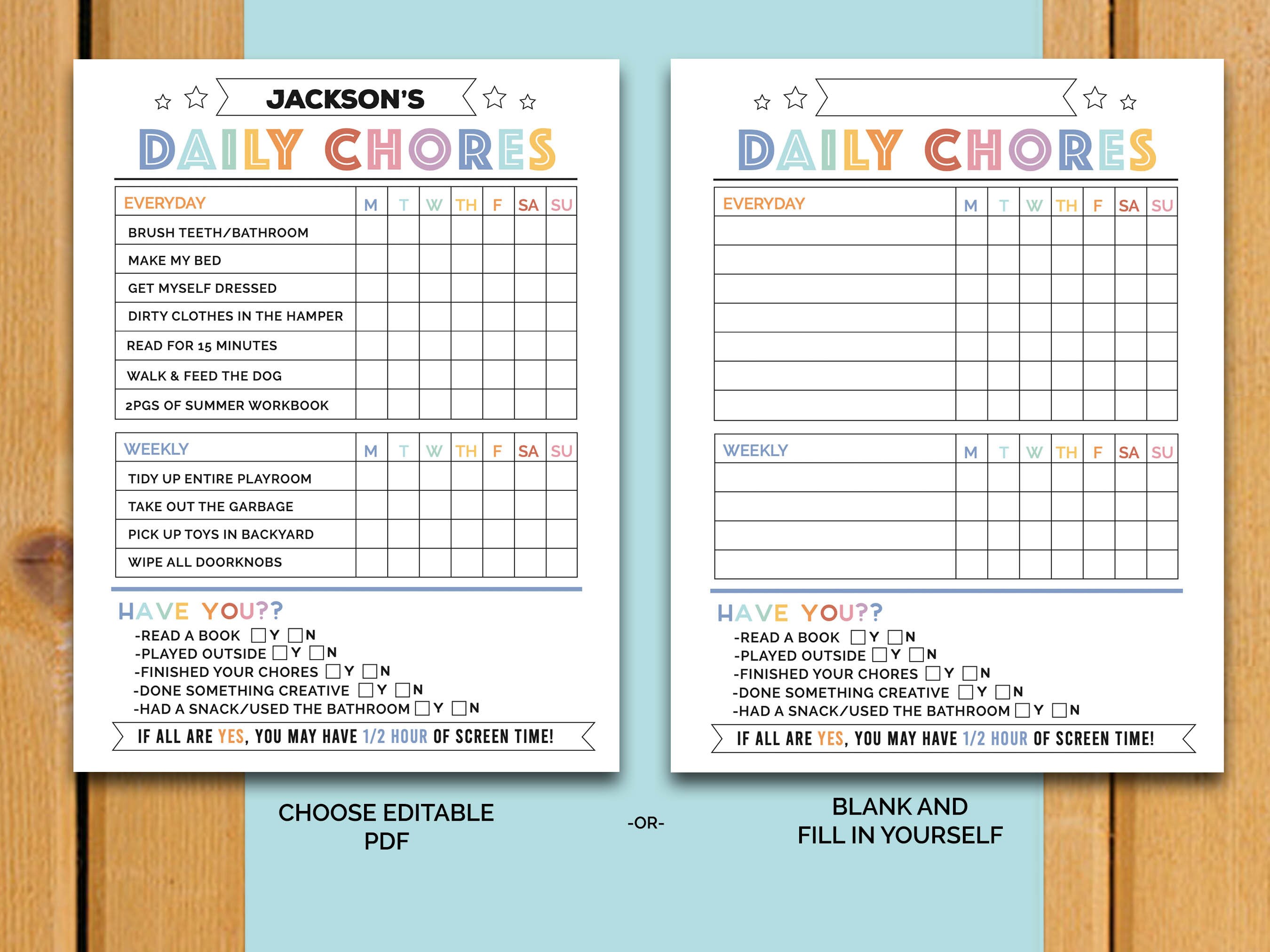 Kid's Summer Planner Schedule BUNDLE! - 11 - 8.5x11 Pages - PRINTABLE ...