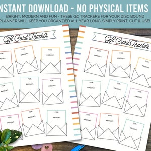 Gift Card Tracker Printable - Happy Planner Classic 7x9.25" Printable ...