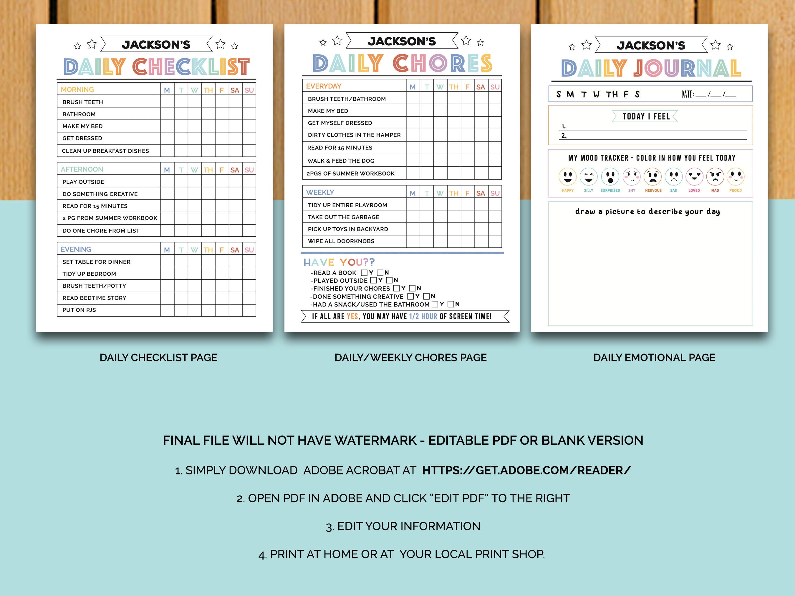 Kid's Summer Planner Schedule BUNDLE! - 11 - 8.5x11 Pages - PRINTABLE ...