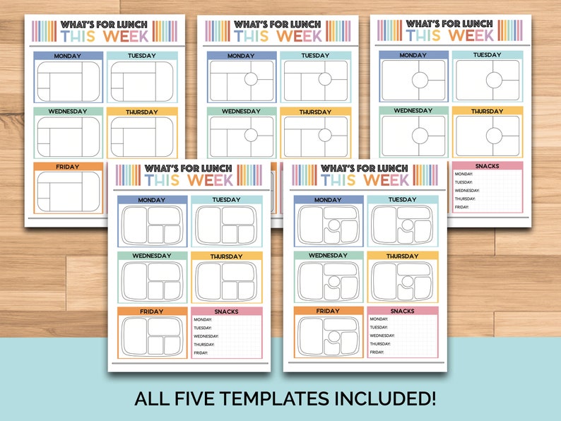 Bento Box Lunch Templates - 5 Layouts Included! - Yumbox, Bentgo ...