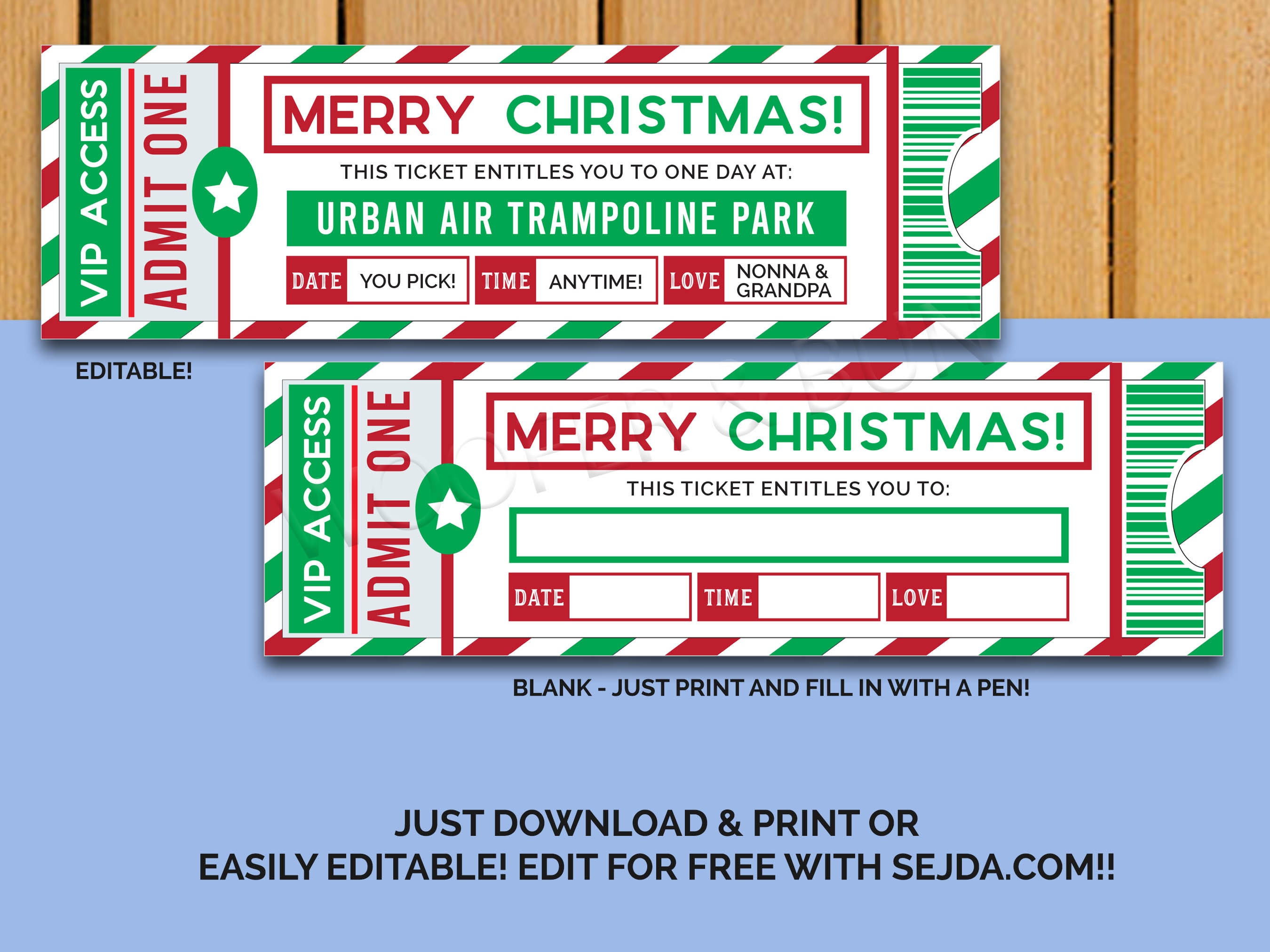 KIDS Holiday Ticket Template - Christmas Concert Template - Xmas Gift ...