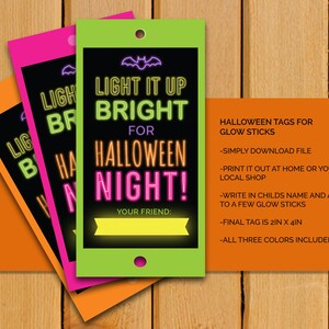 Glow Stick Good Bag Tags - Glowstick Bracelet Favor Tags - INSTANT ...