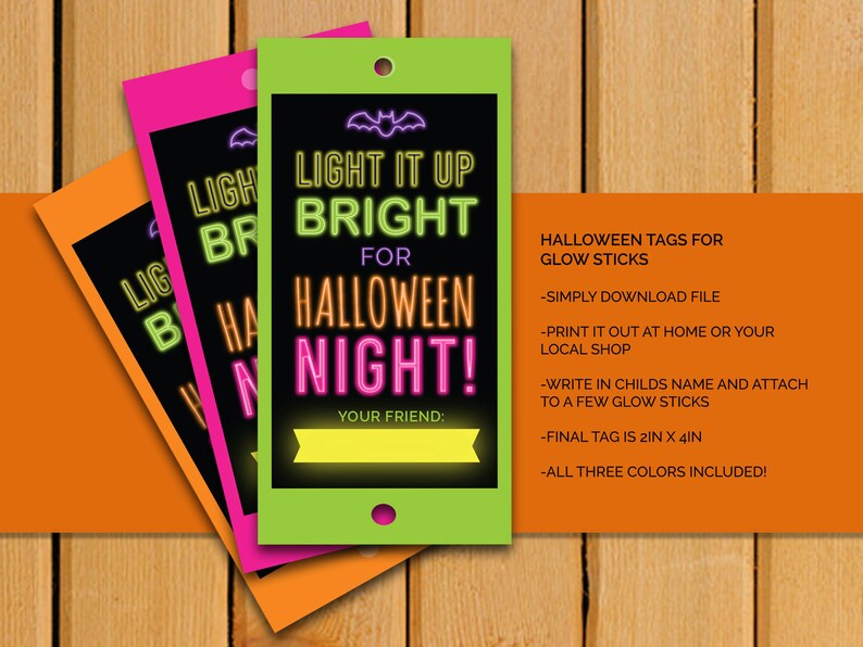 Glow Stick Good Bag Tags - Glowstick Bracelet Favor Tags - INSTANT ...